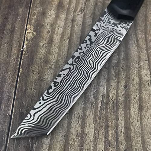 Tactical Hunting Knife With Sheath Stainless Steel Fixed Blade Laser Forging Pattern