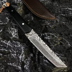 Tactical Hunting Knife With Sheath Stainless Steel Fixed Blade Laser Forging Pattern