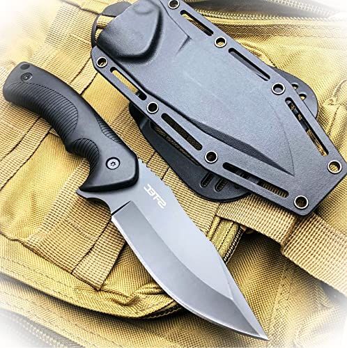 New 9" Black Survival Fixed Blade Tactical Hunting Knife w/ ABS Belt Loop Holster Camping Outdoor Pro Tactical Elite Knife BLDA-0524