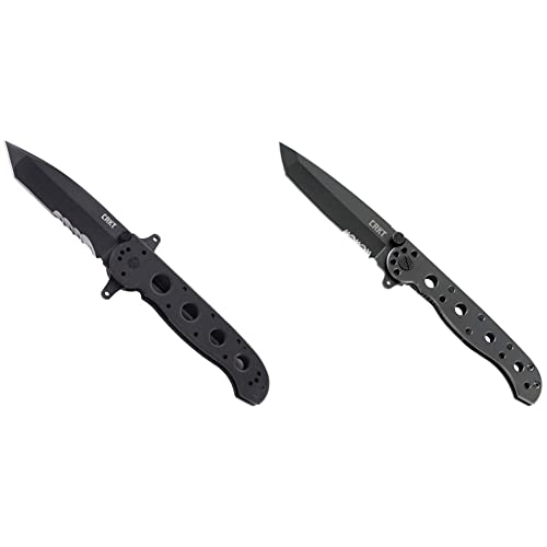 CRKT M16-14SFG EDC Folding Pocket Knife: Special Forces Everyday Carry, Black Serrated Edge Blade & CRKT M16-10KS EDC Folding Pocket Knife: Everyday Carry, Black Serrated Edge Blade, Tanto