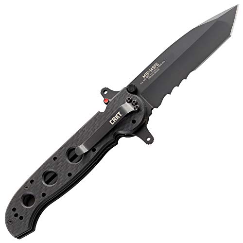 CRKT M16-14SFG EDC Folding Pocket Knife: Special Forces Everyday Carry, Black Serrated Edge Blade & CRKT M16-10KS EDC Folding Pocket Knife: Everyday Carry, Black Serrated Edge Blade, Tanto