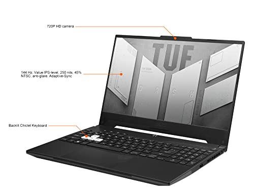 ASUS TUF Dash F15 15.6" 144Hz (Intel 12th Gen i7-12650H, 32GB DDR5 RAM, 1TB PlCe SSD, Geforce RTX 3070 8GB) Thin Bezel Gaming Laptop, Thunderbolt 4,Backlit KB, IST Computers Cable, Win 11 Home