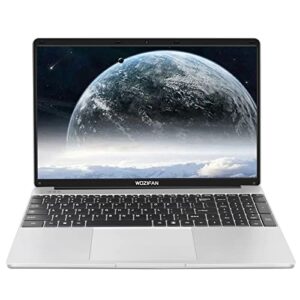 ruzava 15.6 inch laptop computer, 6gb+128gb ssd, windows 10 pro laptop, intel j4105 1.5ghz processor notebook, 1920×1080 ips display, 2.4g+5g wifi, bt4.2, usb hdmi, numpad, fast charge,wozifan silver