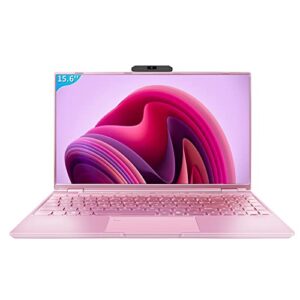 [win 11 & ms office 2019] 15.6’’ high-speed celeron n5105 quad core processor laptop full hd ips screen 16gb ram 512gb ssd notebook 180°opening and closing dual band wifi(16g+512gb ssd, rose gold)