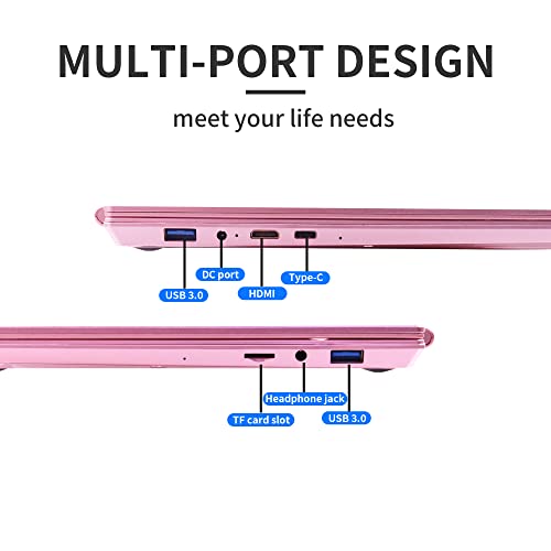 [Win 11 & MS Office 2019] 15.6’’ High-Speed Celeron N5105 Quad Core Processor Laptop Full HD IPS Screen 16GB RAM 512GB SSD Notebook 180°Opening and Closing Dual Band WiFi(16G+512GB SSD, Rose Gold)