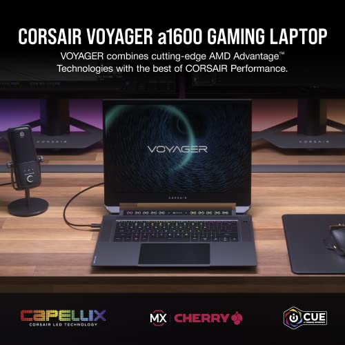 Corsair Voyager a1600 Gaming Laptop (AMD Ryzen R9 6900HS, AMD Radeon RX 6800M, 32GB DDR5, 16" 2560x1600 240Hz IPS Screen, Cherry MX Ultra-Low Profile Keyswitches, Windows 11 Home Advanced) Black