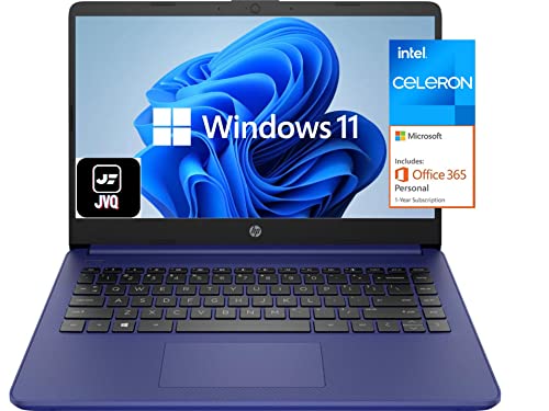 2022 Newest HP Stream 14" HD Laptop, Intel Celeron N4020(up to 2.8GHz), 8GB RAM, 128GB Space(64GB eMMC+64GB Card), 1-Year Office 365, WiFi, HDMI, USB-C, Webcam, Bluetooth, Windows 11S, Blue+JVQ MP