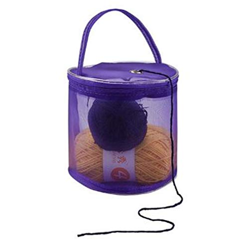 Timesuper Portable Yarn Crochet Thread Mesh Bag Wool Storage Bag Organizer Knitting Bag,Purple,S