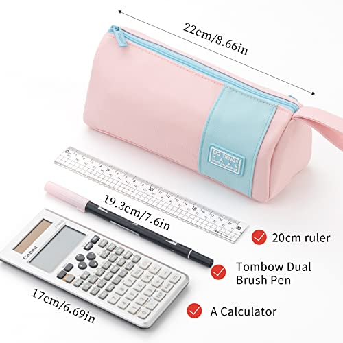 CICIMELON 2 Pcs Durable Pink Pencil Case Stationery Organizer Pencil Pouch Pen Bag