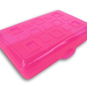 Sterilite Snap-Closed Neon Pink Square Patterned Pencil Case Box