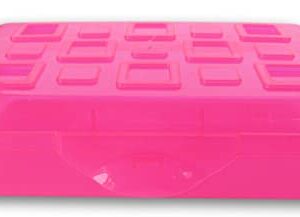 Sterilite Snap-Closed Neon Pink Square Patterned Pencil Case Box