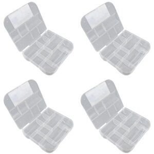 Small Clear Plastic 9-Compartment Organizer Cases, 7.5 x 6.5 x 2 inches, 4-ct Set