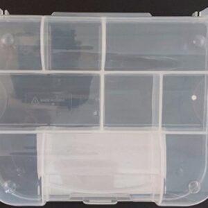 Small Clear Plastic 9-Compartment Organizer Cases, 7.5 x 6.5 x 2 inches, 4-ct Set