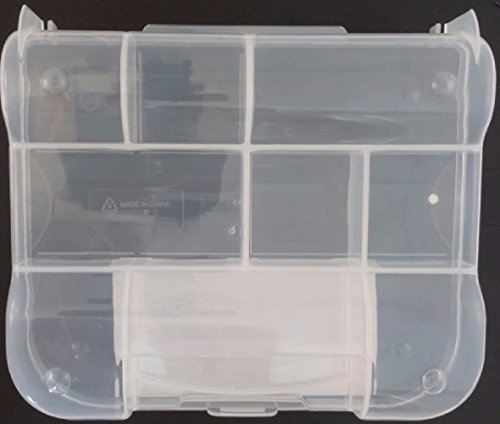 Small Clear Plastic 9-Compartment Organizer Cases, 7.5 x 6.5 x 2 inches, 4-ct Set