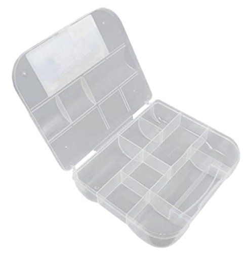 Small Clear Plastic 9-Compartment Organizer Cases, 7.5 x 6.5 x 2 inches, 4-ct Set