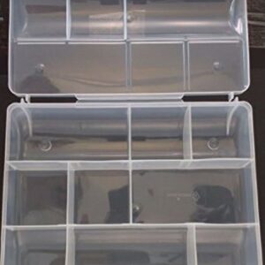 Small Clear Plastic 9-Compartment Organizer Cases, 7.5 x 6.5 x 2 inches, 4-ct Set