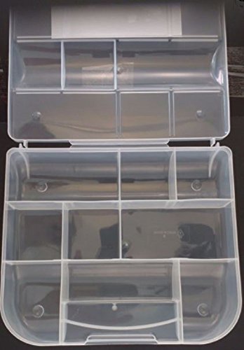 Small Clear Plastic 9-Compartment Organizer Cases, 7.5 x 6.5 x 2 inches, 4-ct Set