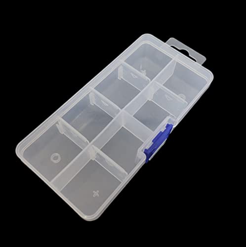 Clear Plastic Storage Box with Adjustable Dividers, Portable Transparent Beads Earring Jewelry Organizer Holder for Craft Nail Art Tackle Fishing Hooks Medicine Container Box, 8 Grids (3 Pack)