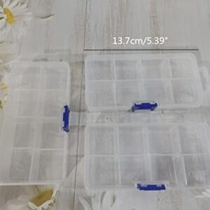 Clear Plastic Storage Box with Adjustable Dividers, Portable Transparent Beads Earring Jewelry Organizer Holder for Craft Nail Art Tackle Fishing Hooks Medicine Container Box, 8 Grids (3 Pack)