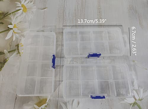 Clear Plastic Storage Box with Adjustable Dividers, Portable Transparent Beads Earring Jewelry Organizer Holder for Craft Nail Art Tackle Fishing Hooks Medicine Container Box, 8 Grids (3 Pack)