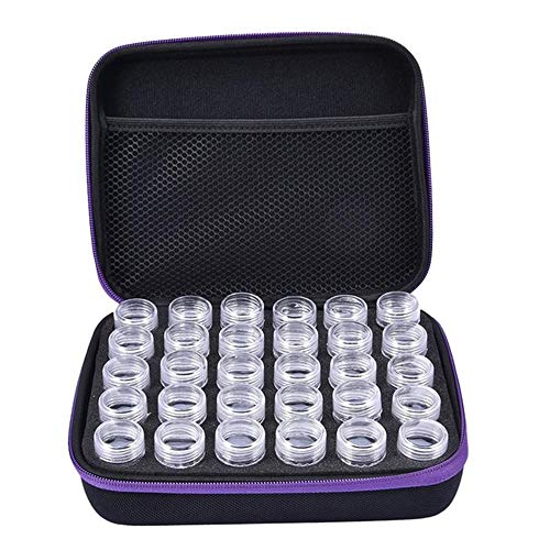 30 Slots Diamond Embroidery Box Plastic Beads Storage Container Box Multi Storage Jars DIY Nail Art Craft Diamond Painting Accessory Storage Case Boxes Small Parts Jewelry Organizer Case Zipper