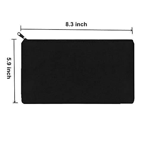 MENDERRY 12 Packs Black Blank Canvas Makeup Cosmetic Bags Pouch with Zipper, 8.3×5.9 inch Pencil Pen Pouch Case for DIY Craft (Black)