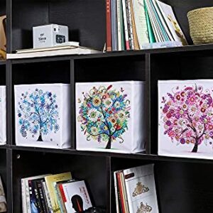 Folding Storage Box with 5D diamond painting kit, ZSNUOK Foldable Cloth Storage Bins Embroidery Cross Stitch Picture Supplies Arts Craft for Home Closet Bedroom Drawers Organizers, 25X25cm (4PCS)