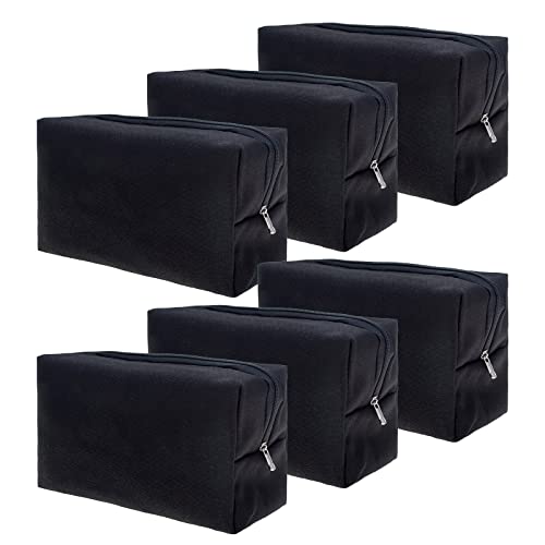 Muka DIY 100% Cotton Canvas Cosmetic Makeup Bag (7 x 4 x 3 in, 6 Pack, Black)