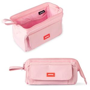 Aobopar Pencil Case, Pink Pen Bag with Zipper, Large Capacity Pencil Pouch with Compartment, Stationery Organizer for People