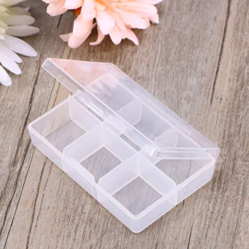 Healifty 10PCS 6 Grid Plastic Jewelry Box Clear Beads Jewelry Organizer Storage Box with Dividers for Necklace Rings Earrings (Transparent)