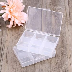 Healifty 10PCS 6 Grid Plastic Jewelry Box Clear Beads Jewelry Organizer Storage Box with Dividers for Necklace Rings Earrings (Transparent)