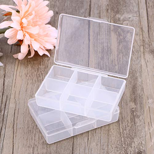 Healifty 10PCS 6 Grid Plastic Jewelry Box Clear Beads Jewelry Organizer Storage Box with Dividers for Necklace Rings Earrings (Transparent)