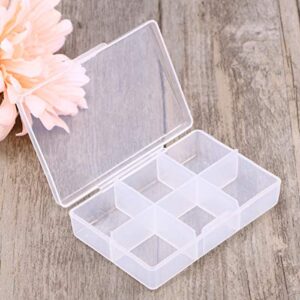 Healifty 10PCS 6 Grid Plastic Jewelry Box Clear Beads Jewelry Organizer Storage Box with Dividers for Necklace Rings Earrings (Transparent)