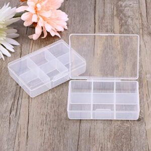 Healifty 10PCS 6 Grid Plastic Jewelry Box Clear Beads Jewelry Organizer Storage Box with Dividers for Necklace Rings Earrings (Transparent)