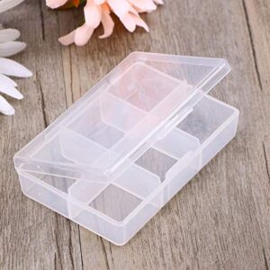 Healifty 10PCS 6 Grid Plastic Jewelry Box Clear Beads Jewelry Organizer Storage Box with Dividers for Necklace Rings Earrings (Transparent)