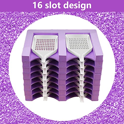 Mabstr Hopbucan 16 Slots Diamond Painting Tray Organizer Diamond Painting Accessories Tray Diamond Painting Tools Kits Organizer Purple