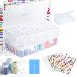 diamond painting storage containers, 2 packs 60 jars bead organizer and diamond painting labels, bead organizers and storage for diamond painting accessories, diamond art storage, diamond dots storage