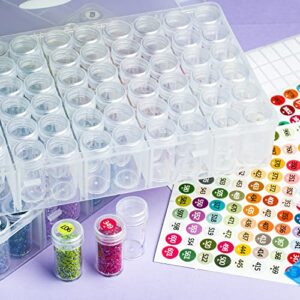 Diamond Painting Storage Containers, 2 Packs 60 Jars Bead Organizer and Diamond Painting Labels, Bead Organizers and Storage for Diamond Painting Accessories, Diamond Art Storage, Diamond Dots Storage