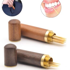 Chiloskit 2pcs Embroidery Wood Sewing Needle Holder Case Toothpick Storage Box Small Thing Organizer Leather Craft DIY Tool