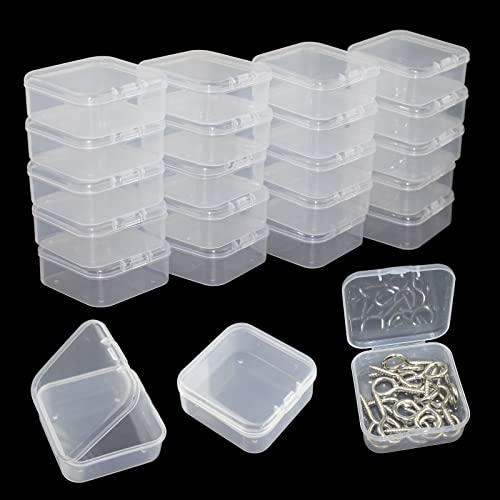 36 Pieces Clear Small Plastic Containers Mini Transparent Storage Box Plastic Beads Storage Containers with Hinged Lids for Beads Hardware Fishing Jewelry Storage