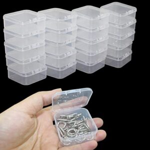 36 Pieces Clear Small Plastic Containers Mini Transparent Storage Box Plastic Beads Storage Containers with Hinged Lids for Beads Hardware Fishing Jewelry Storage