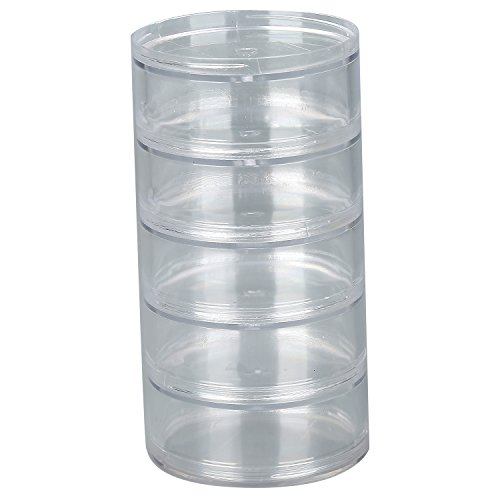 TDOTM 4/5 Layer Big Cylinder Stackable Transparent Round PS Plastic Cosmetics Jewelry Beads Sewing Pills Storage Container Box (5Layer)…