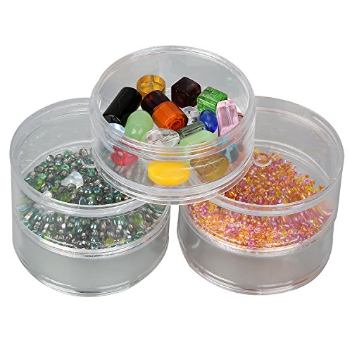 TDOTM 4/5 Layer Big Cylinder Stackable Transparent Round PS Plastic Cosmetics Jewelry Beads Sewing Pills Storage Container Box (5Layer)…