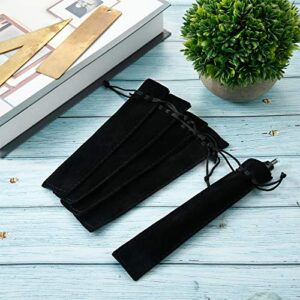 50 Pieces Pen Pouch Velvet Drawstring Pen Bag Velvet Case Pencil Bag for Pen and Pencil (Black)