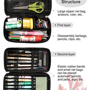 Pencil Pen Case Big Capacity Stationery Organizer Bag School College Office Large 2 Layer Pencil Pouch Pencil Pen Box With Compartment