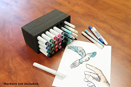 Polar Whale 2 Art Marker Storage Tray Organizers Pen Pencil Brush Storage Design Stand Supply Horizontal Storage Non-Scratch Non-Rattle Washable Compatible with Copic and More Each Holds 36