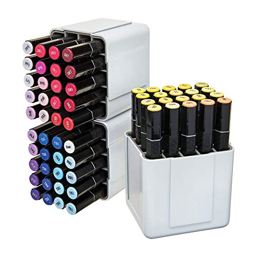 Deflecto Interlocking Marker Organizer, Desk and Craft Organizer, Stores up to 20 Markers, White, 4 1/4"W x 4"H x 4 3/8"D (29123CR)