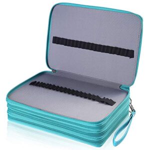 Shulaner 200 Slots Colored Pencil Case Organizer with Zipper PU Leather Large Capacity Pen Holder Bag (Lake Blue)