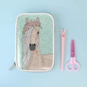 Bolaz Flower Horse Large Pencil Case, Pen Case Office College School Large Storage Capacity Bag Cosmetic Bag Pouch Box