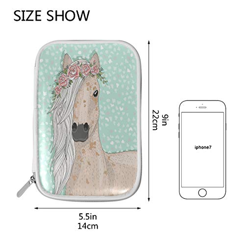 Bolaz Flower Horse Large Pencil Case, Pen Case Office College School Large Storage Capacity Bag Cosmetic Bag Pouch Box